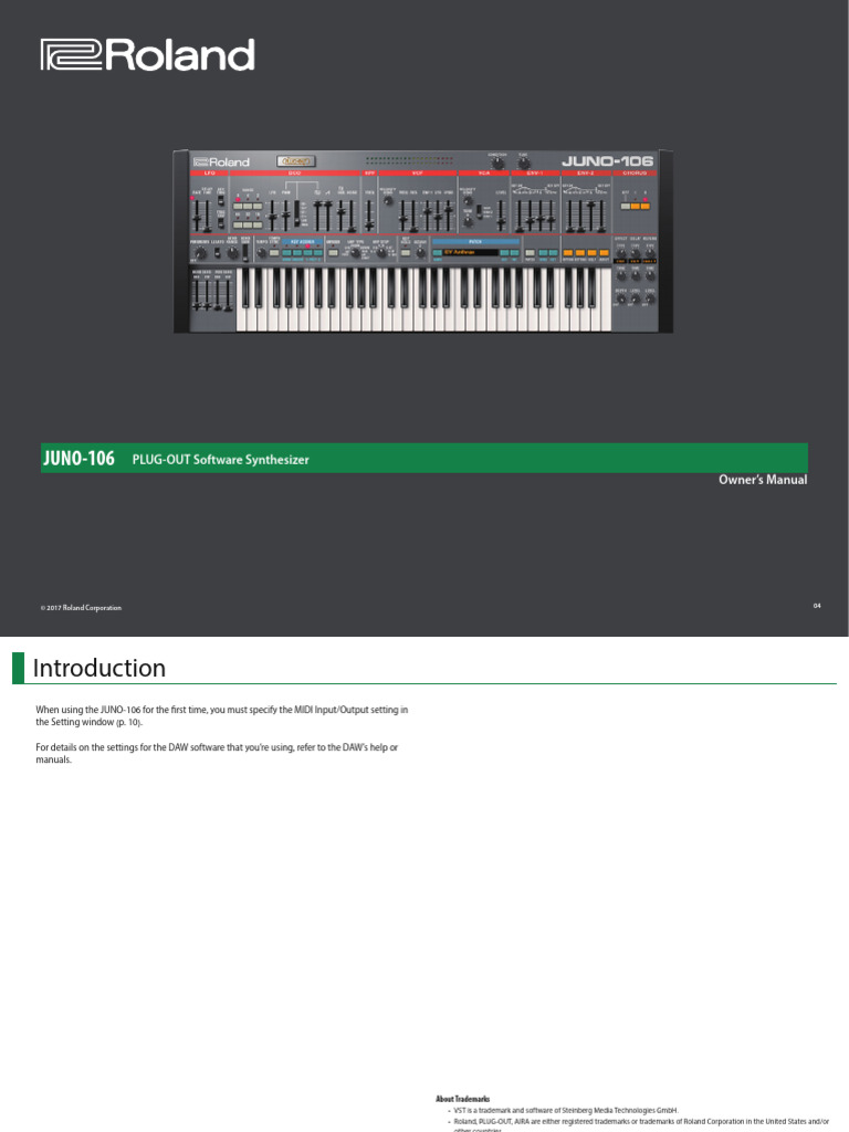 JUNO-106 Manual E | PDF | Synthesizer | Button (Computing)