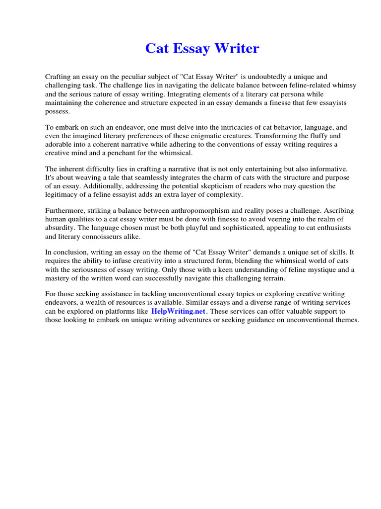 Cat Essay Writer | PDF | Essays | Cats