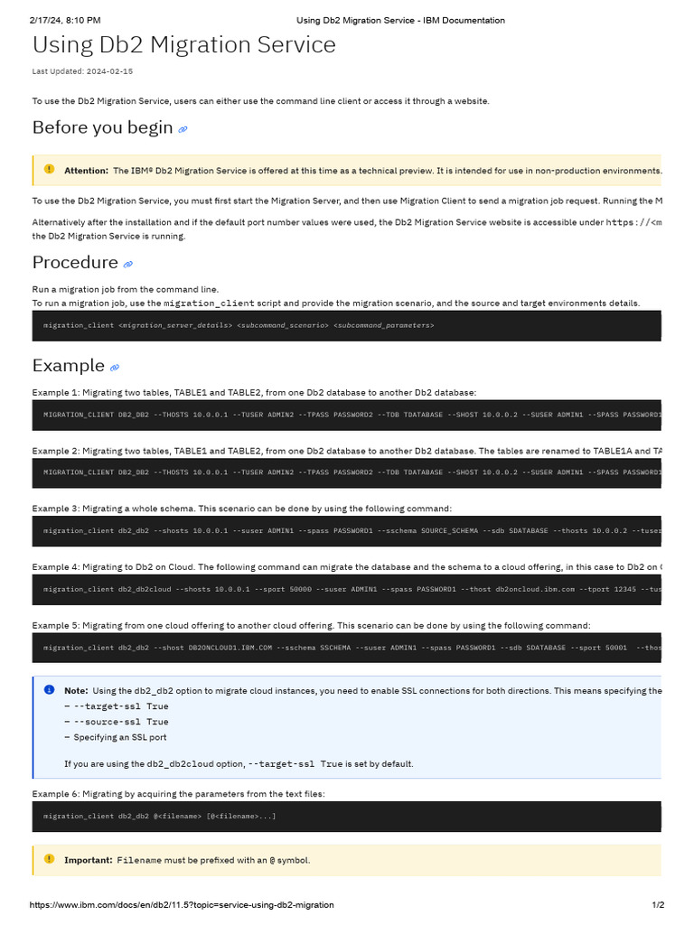 Using Db2 Migration Service - IBM Documentation | PDF | Ibm Db2 | Databases Using Db2 Migration Service - IBM Documentation | PDF | Ibm Db2 | Databases