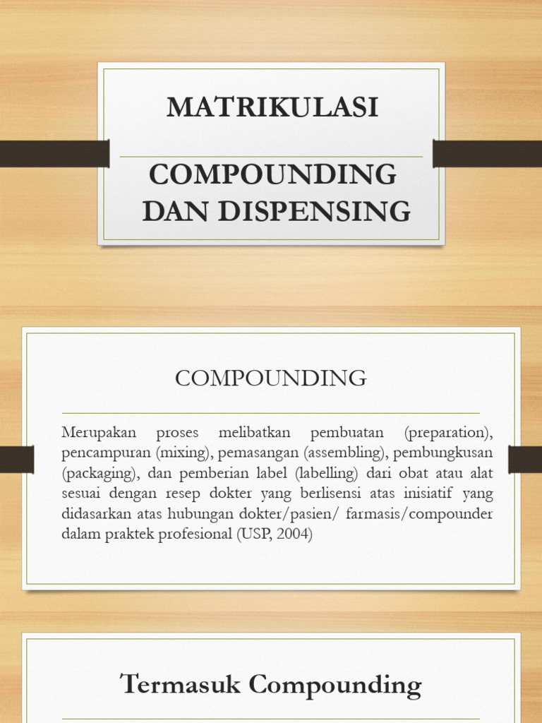 Matrikulasi Compounding Dan Dispensing PDF | PDF