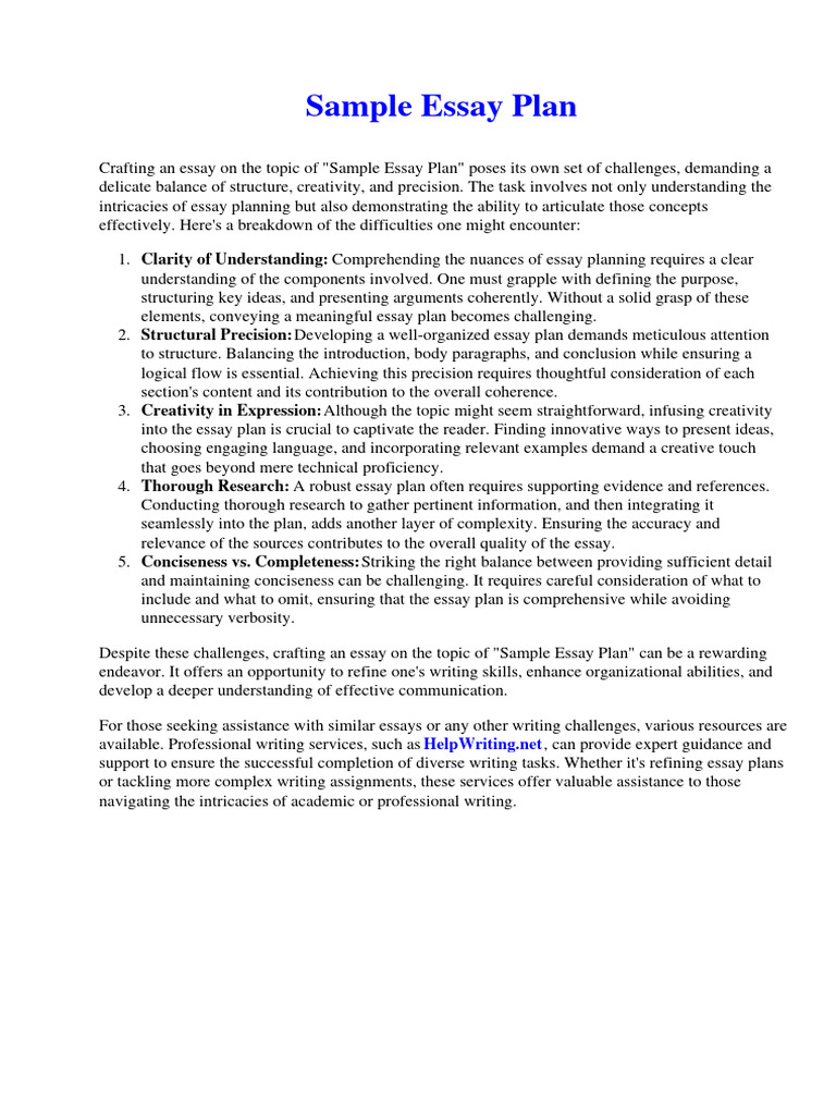 Sample Essay Plan | PDF