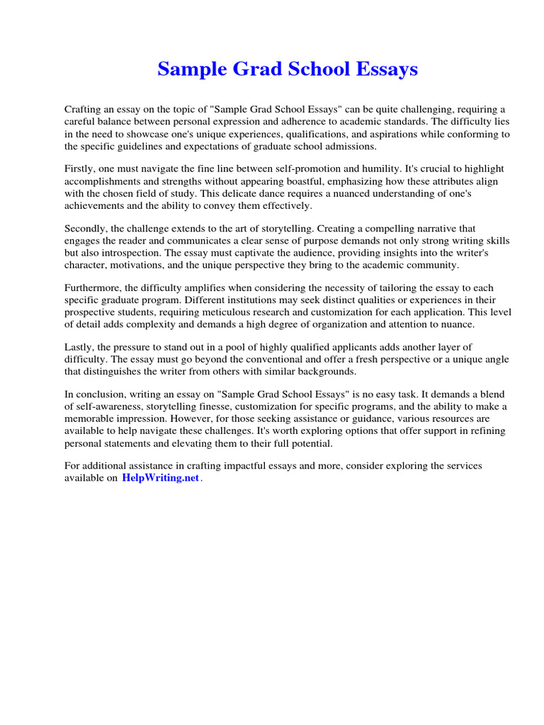 Sample Grad School Essays | PDF
