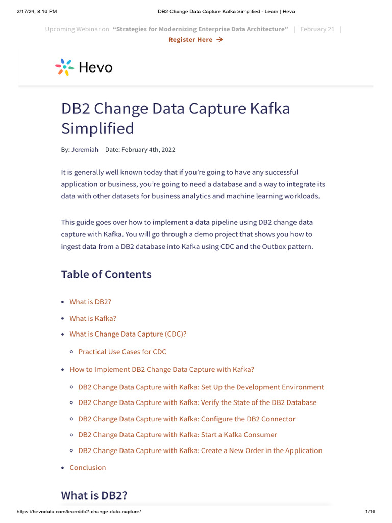 DB2 Change Data Capture Kafka Simplified - Learn _ Hevo | PDF