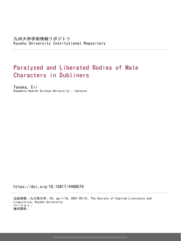 Paralyzed and Liberated Bodies of Male Characters in Dubliners | PDF ...
