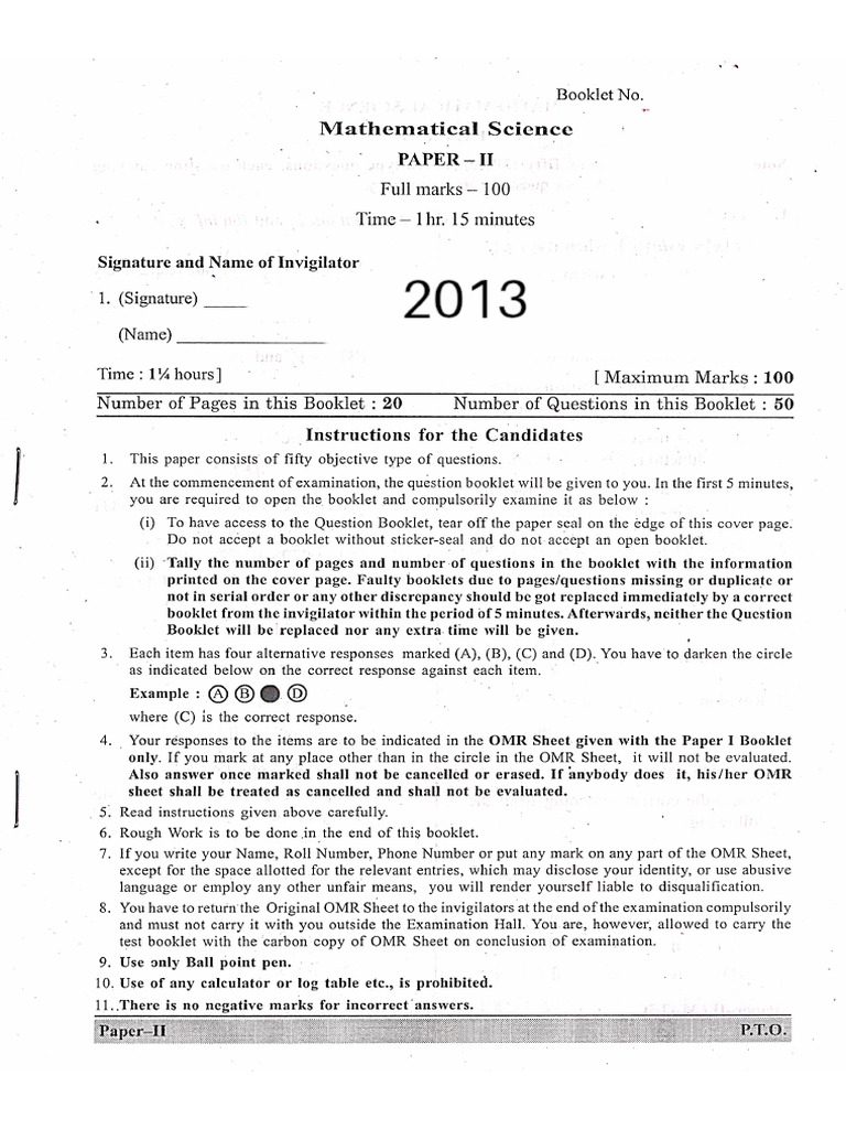 2013 P-II Mathematical Sciences | PDF