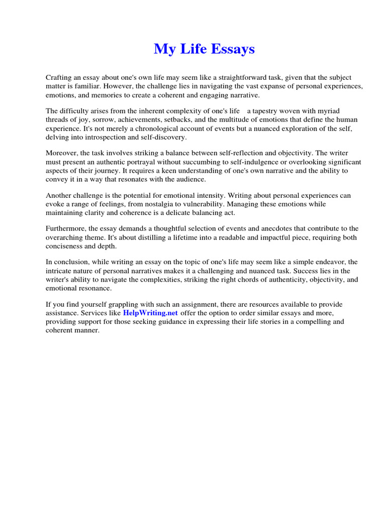 My Life Essays | PDF