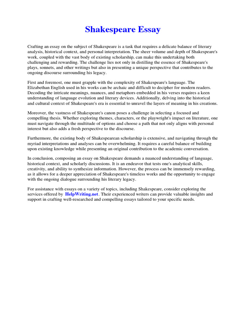 Shakespeare Essay | Download Free PDF | Genesis Flood Narrative | Noah