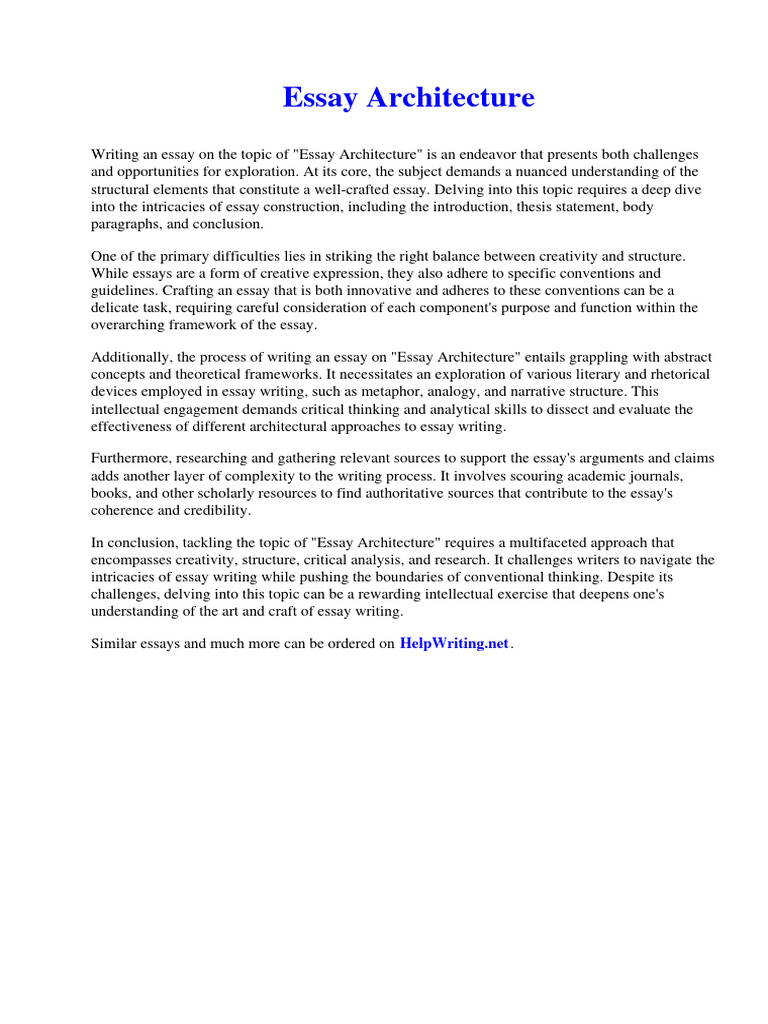Essay Architecture | PDF | Essays