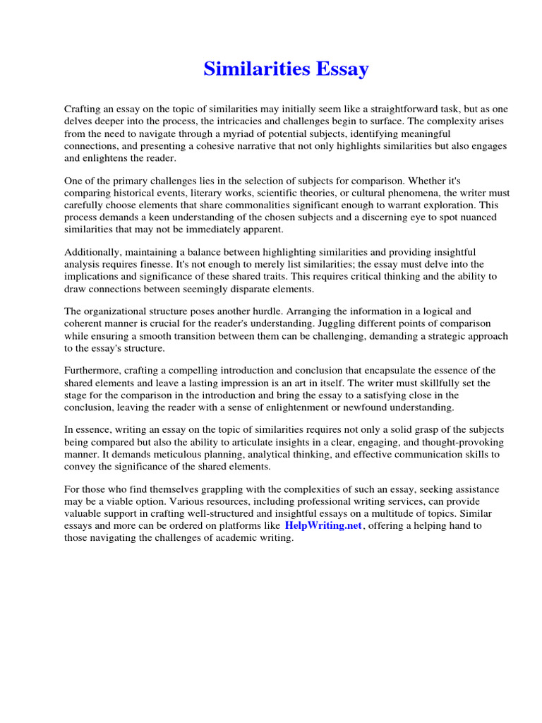 Similarities Essay | PDF