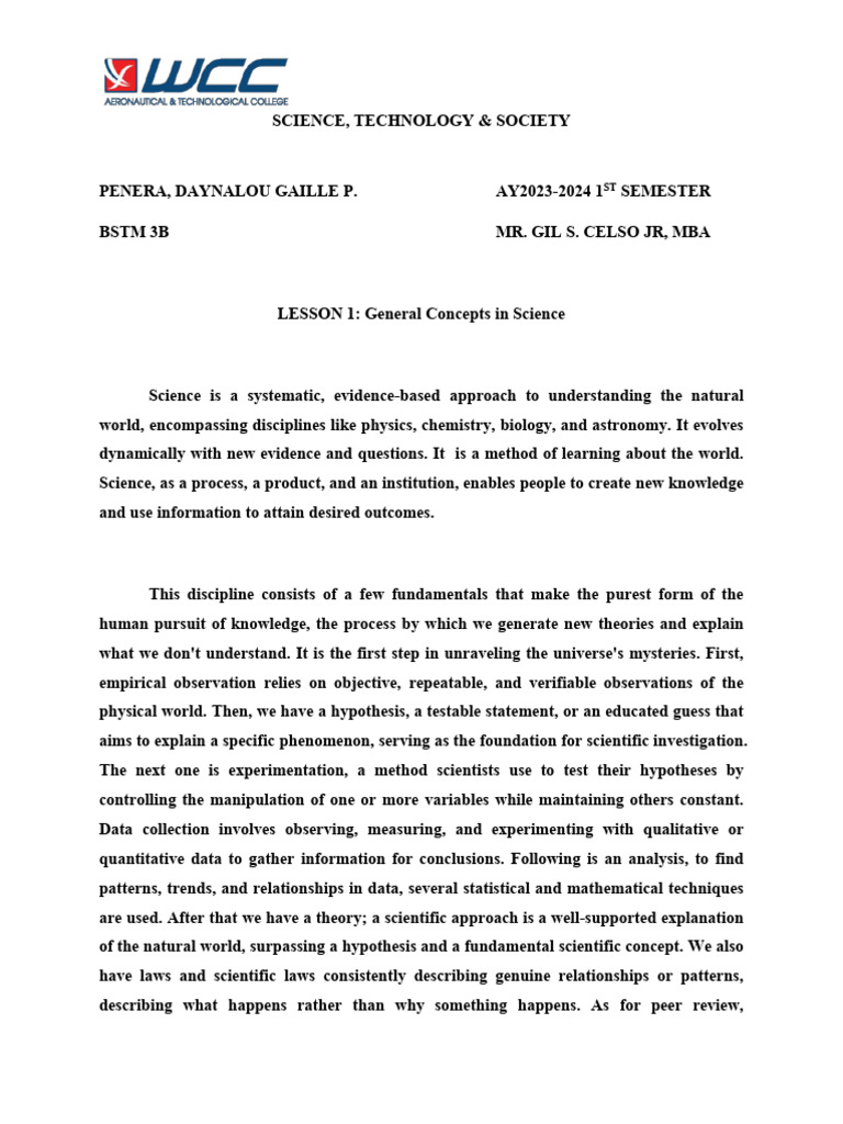 Prelims STS Lecture-Summary Penera | PDF | Science | Scientific Method