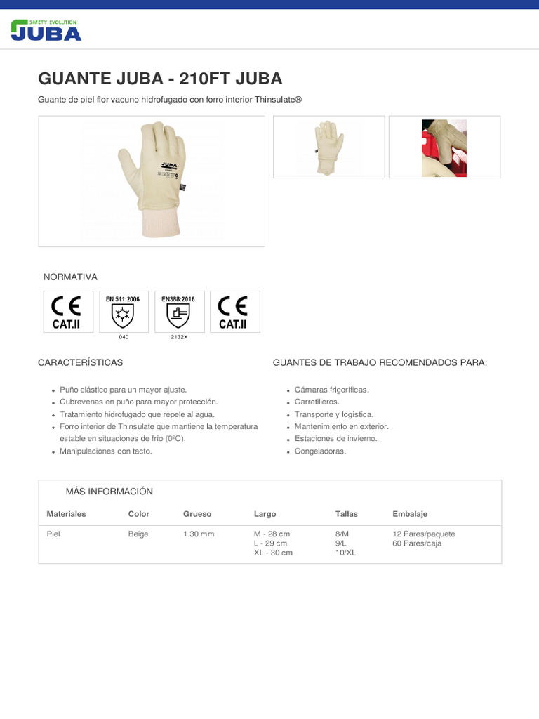 Guante Juba 210ft Ficha Tecnica | PDF