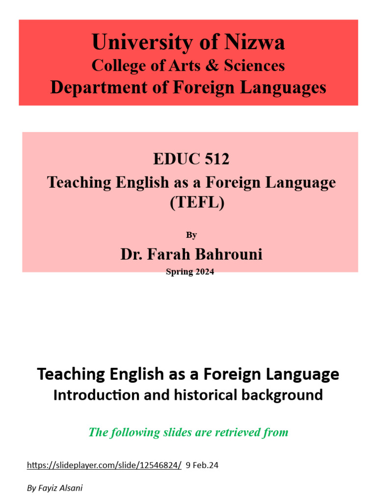 TEFL-Intro & Historical Background | PDF | English As A Second Or ...