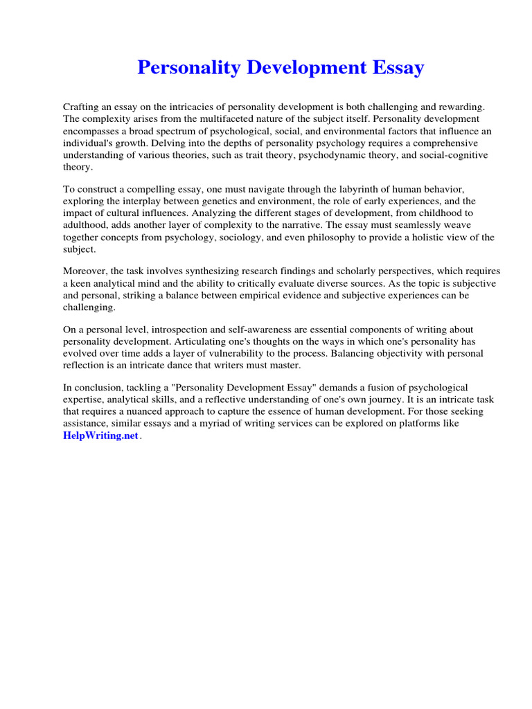 Personality Development Essay | PDF