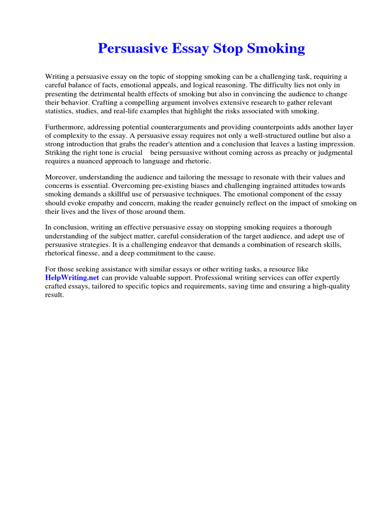 Persuasive Essay Stop Smoking | PDF | Exegesis | Persuasion