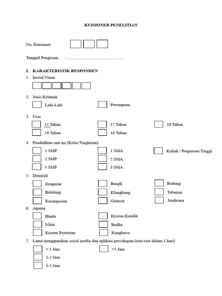 Kuisioner Penelitian Kbgo Fix | PDF