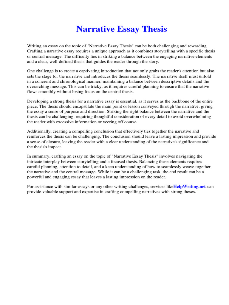 Narrative Essay Thesis | PDF | Antimicrobial Resistance | Narrative