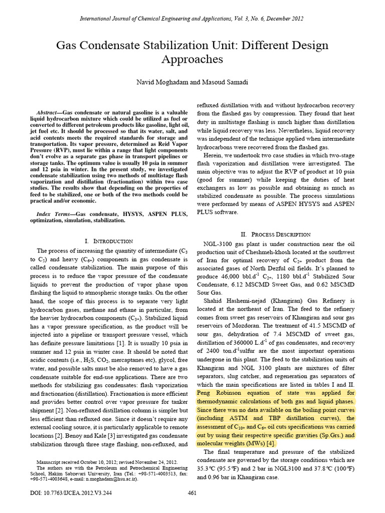Gas Condensate Stabilization Unit: Different Design Approaches | PDF