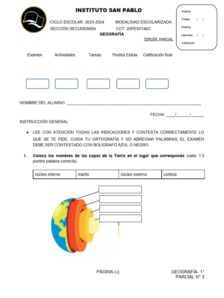 Examen de Geografía Tercer Parcial 2023 | PDF | Clima | Ciencias de la ...