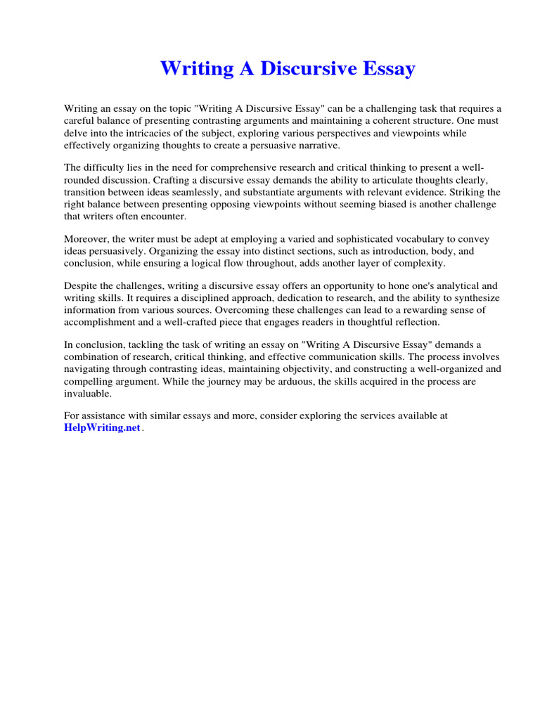 Writing A Discursive Essay | PDF | Employment | Essays