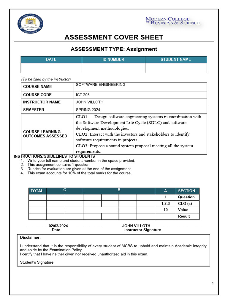ASSIGNMENT Assessment and Moderation ICT 205 SPRING 2024 (1) | PDF