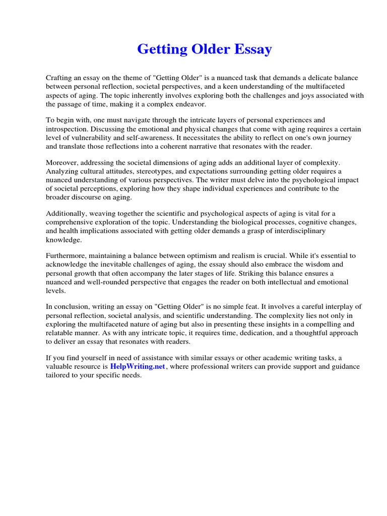 Getting Older Essay | PDF | Evidence | Ageing
