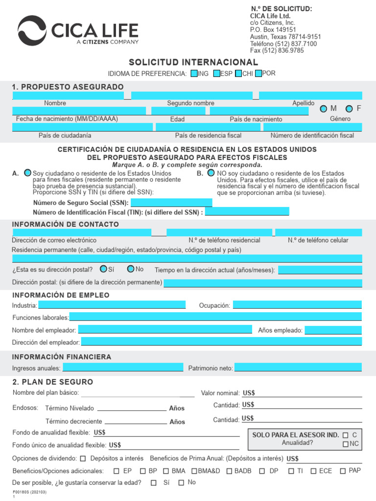 Formulario Solicitud Digital Final CICALIFE | PDF | Póliza de seguros | Cáncer