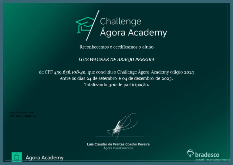 Certificado Agora Academy | PDF