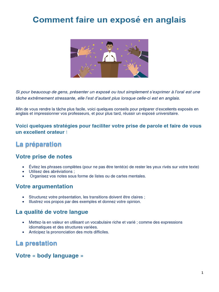 Conseils pour exposés en anglais | PDF | Linguistique