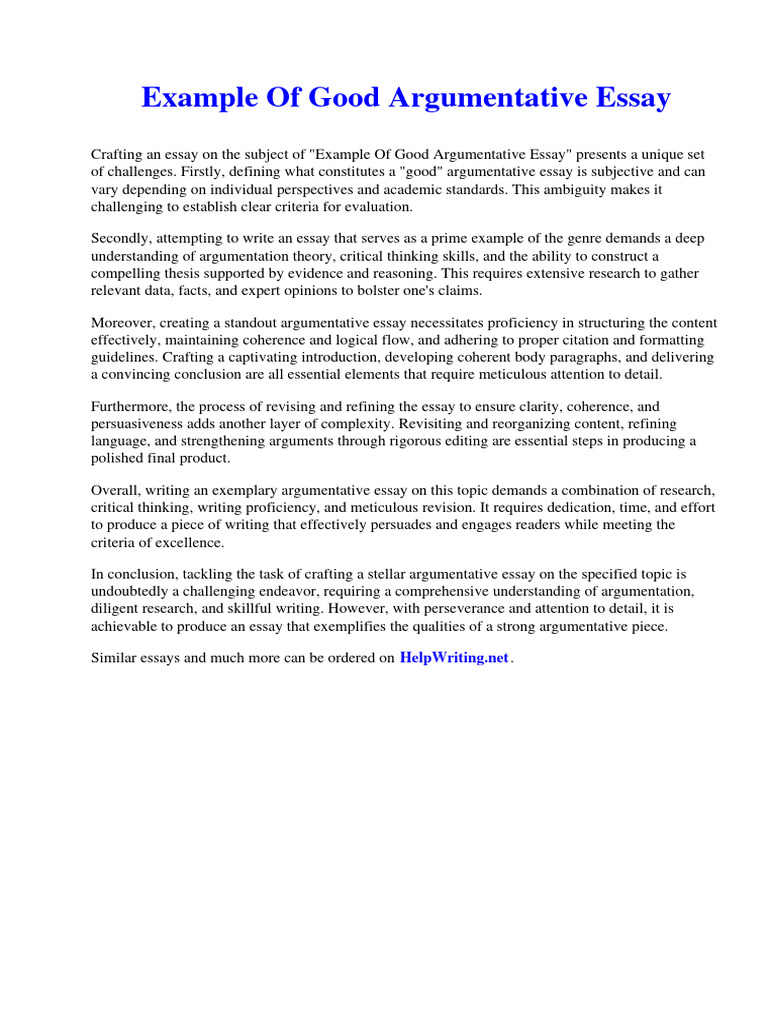 Example of Good Argumentative Essay | PDF | Hawaii (Island) | Autism ...