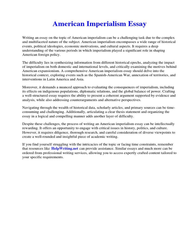 American Imperialism Essay | PDF | Attention Deficit Hyperactivity ...