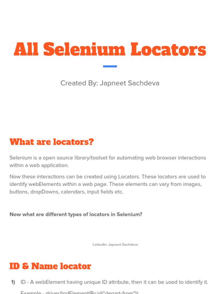 Selenium Locators | PDF | X Path | Document Object Model