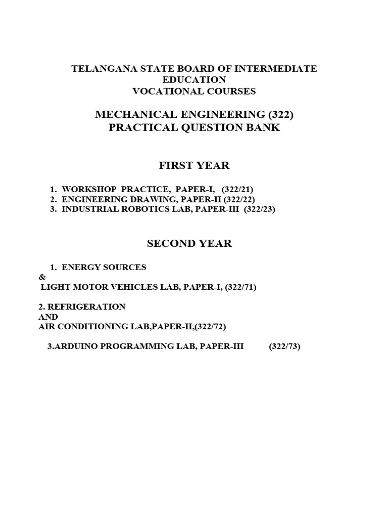 Mech Engg Practical Question Bank 2023 | PDF | Air Conditioning | Vehicles