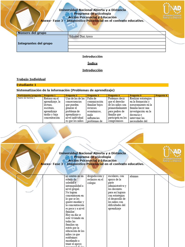 Anexo - Fase 3 - Diagnóstico Psicosocial en El Contexto Educativo | PDF ...