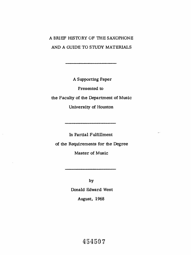 History and Study of the Saxophone | PDF | Saxophone | Tenor Saxophone