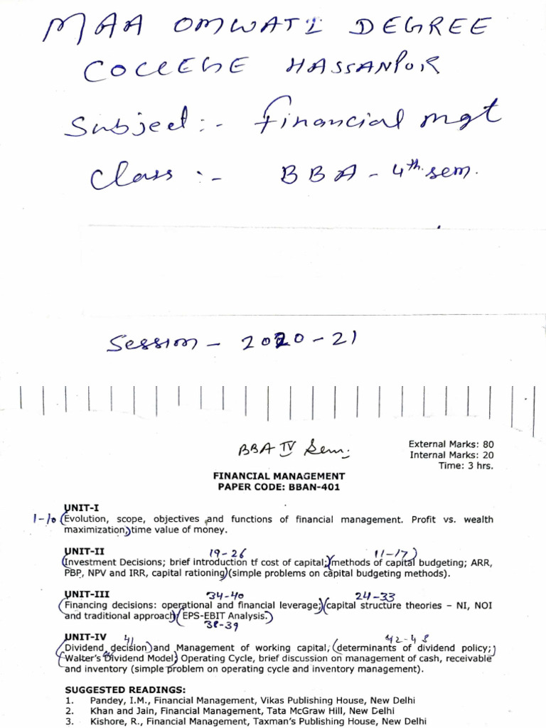 Bba 4th Sem Financial MGT | PDF