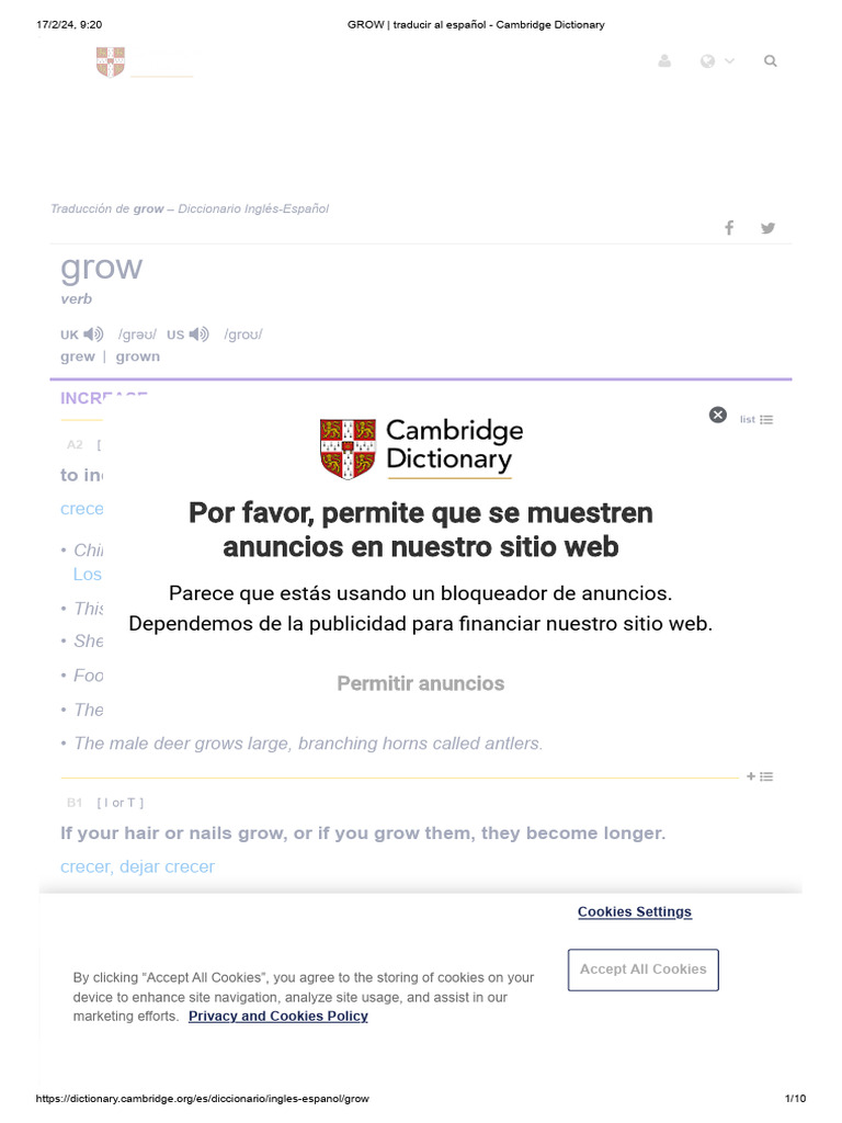 GROW - Traducir Al Español - Cambridge Dictionary | PDF | Http Cookie ...