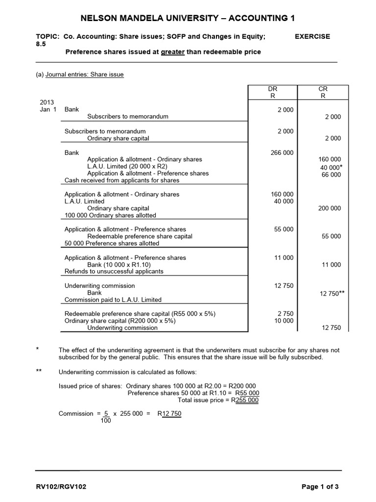 Exer 8.5 Sol (2023) | PDF | Preferred Stock | Balance Sheet
