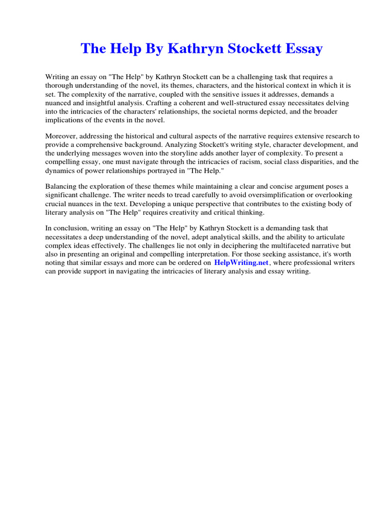The Help by Kathryn Stockett Essay | PDF