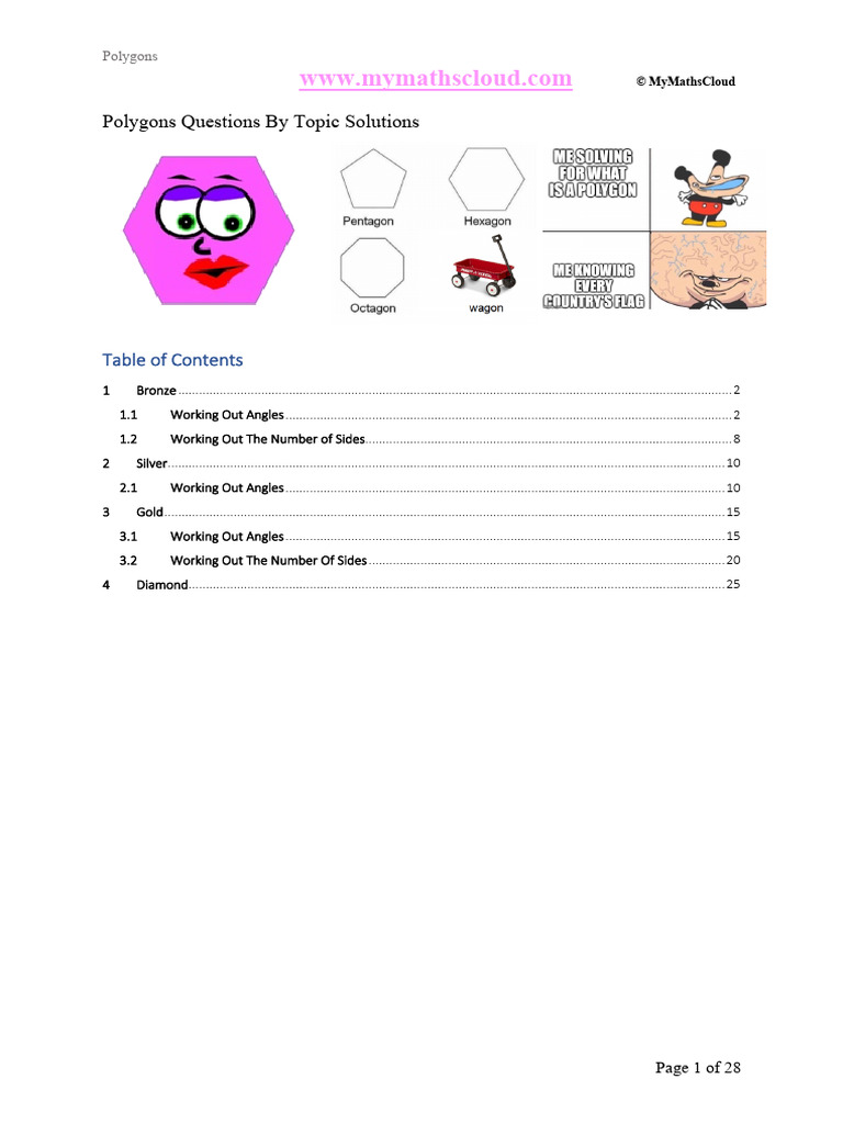 Polygons Questions by Topic Solutions | PDF