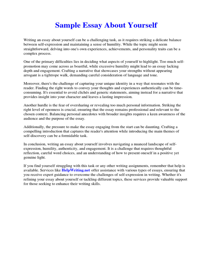 Sample Essay About Yourself | PDF | Essays