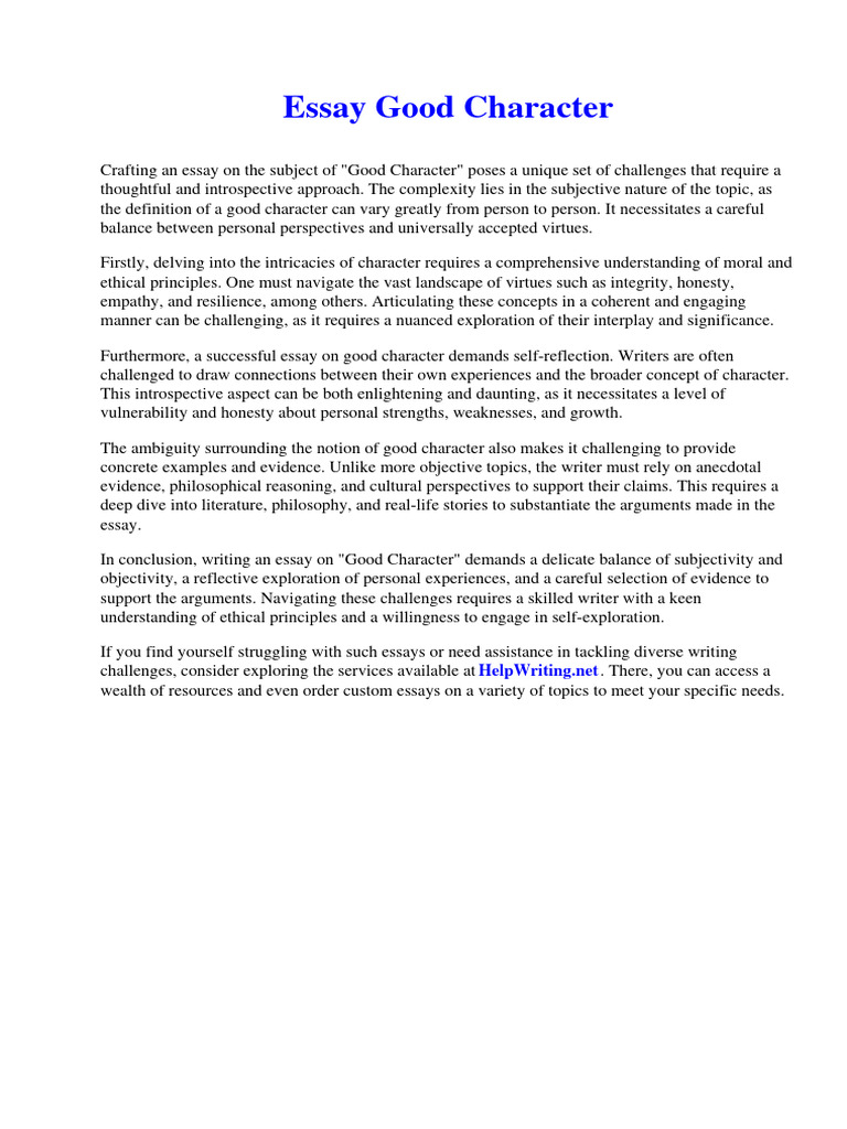 Essay Good Character | PDF