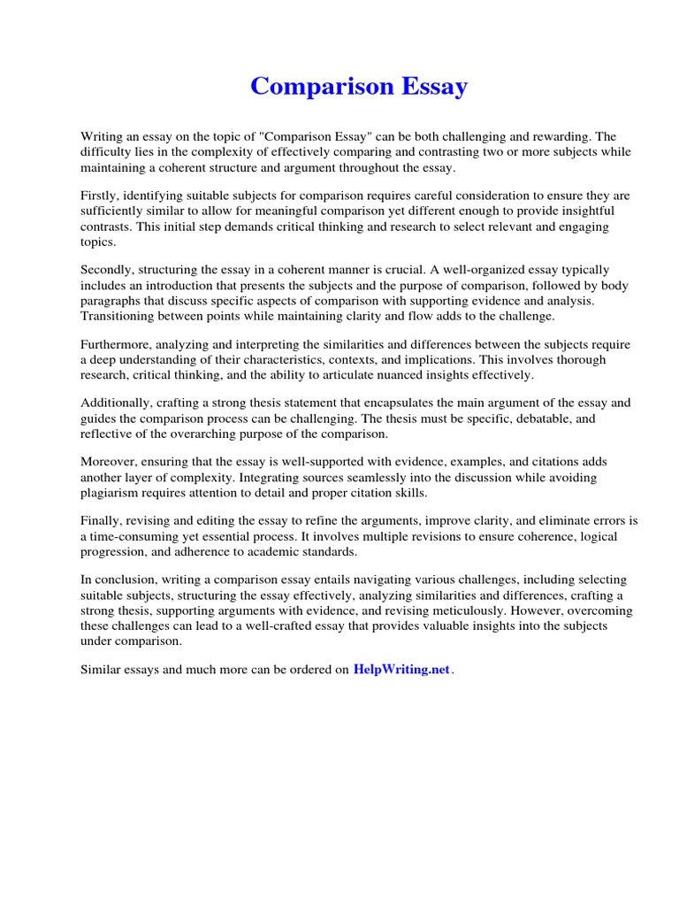 Comparison Essay | PDF | Essays