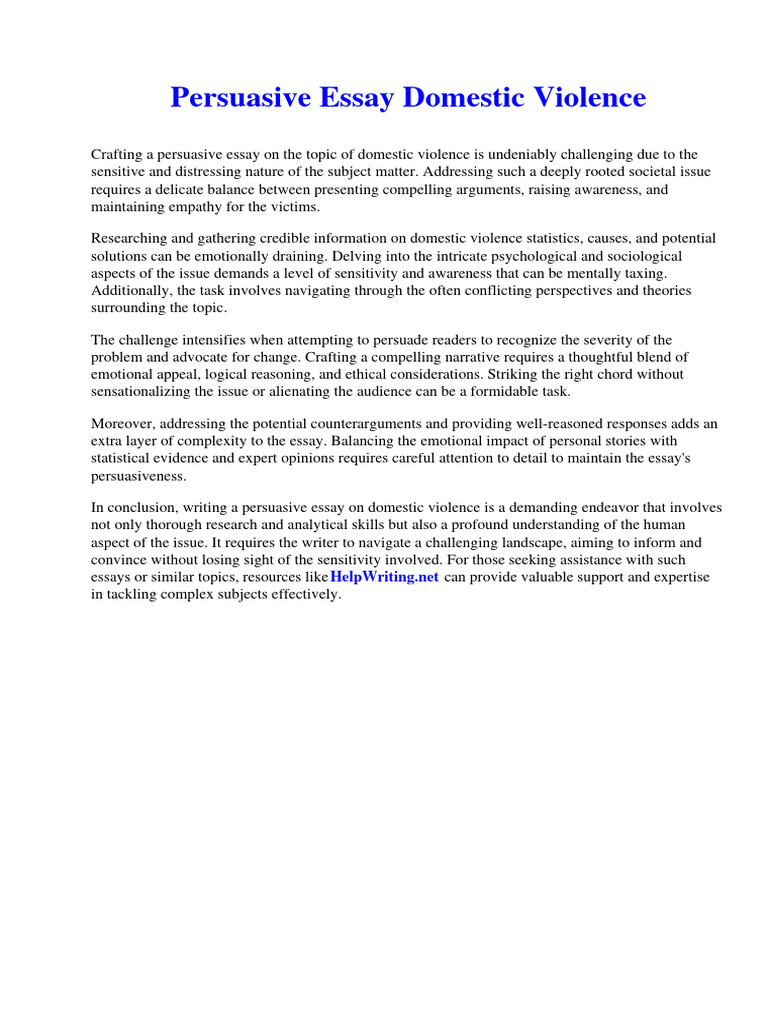 Persuasive Essay Domestic Violence | Download Free PDF | Server (Computing) | Essays