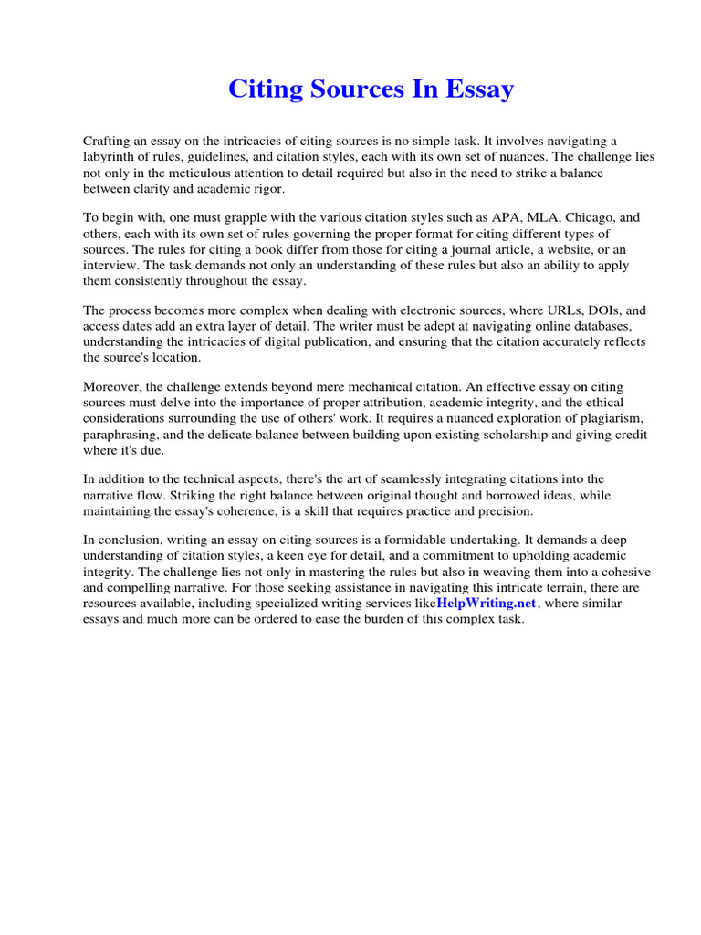Citing Sources in Essay | PDF