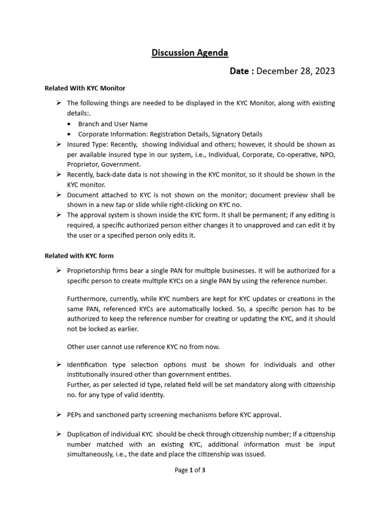 Discussion Agenda | PDF | Identity Document | Software