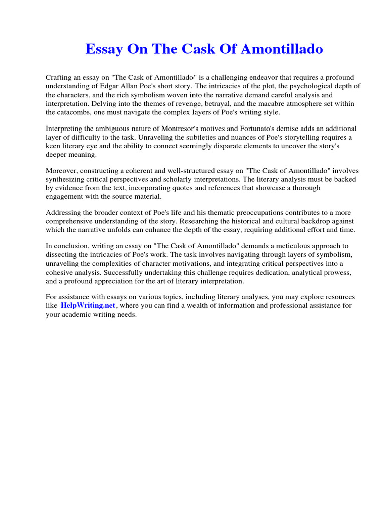 Essay On The Cask of Amontillado | PDF | Rock And Roll | Blues