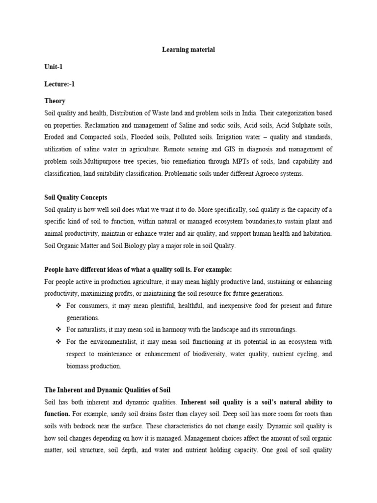 Soil Notes Pdf Soil Fertilizer