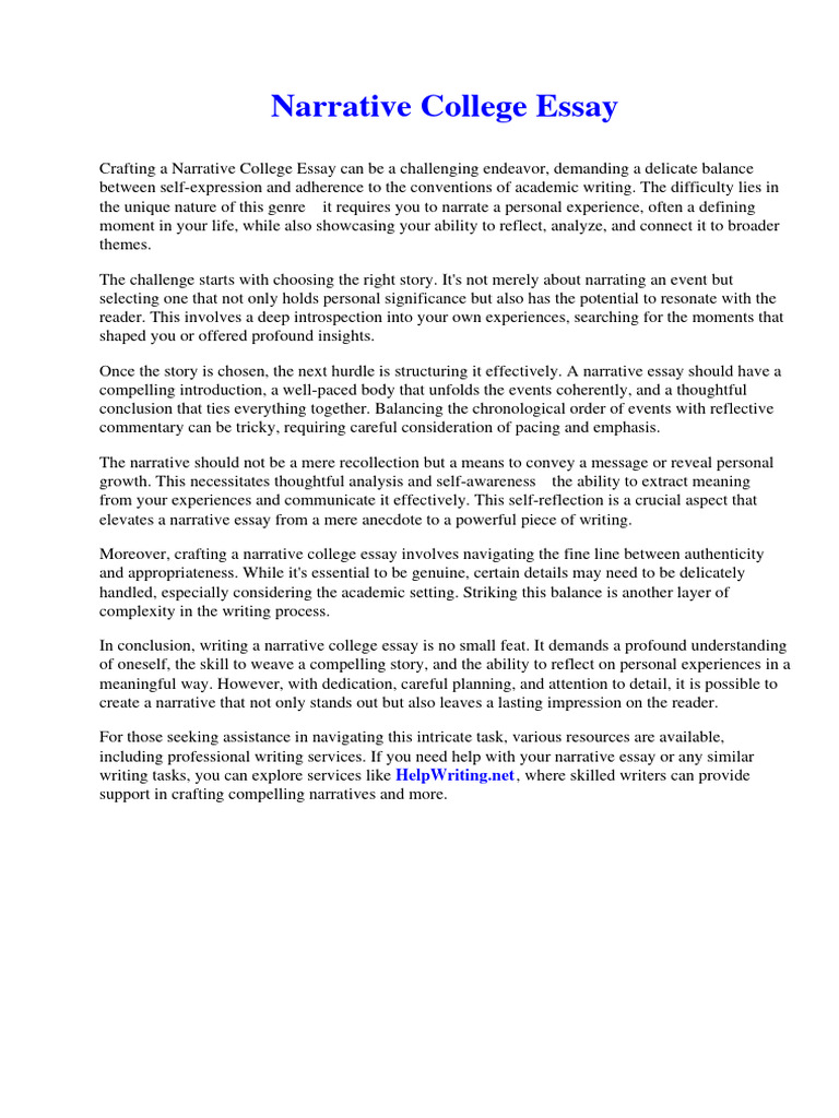 Narrative College Essay | PDF | Physical Fitness | Essays