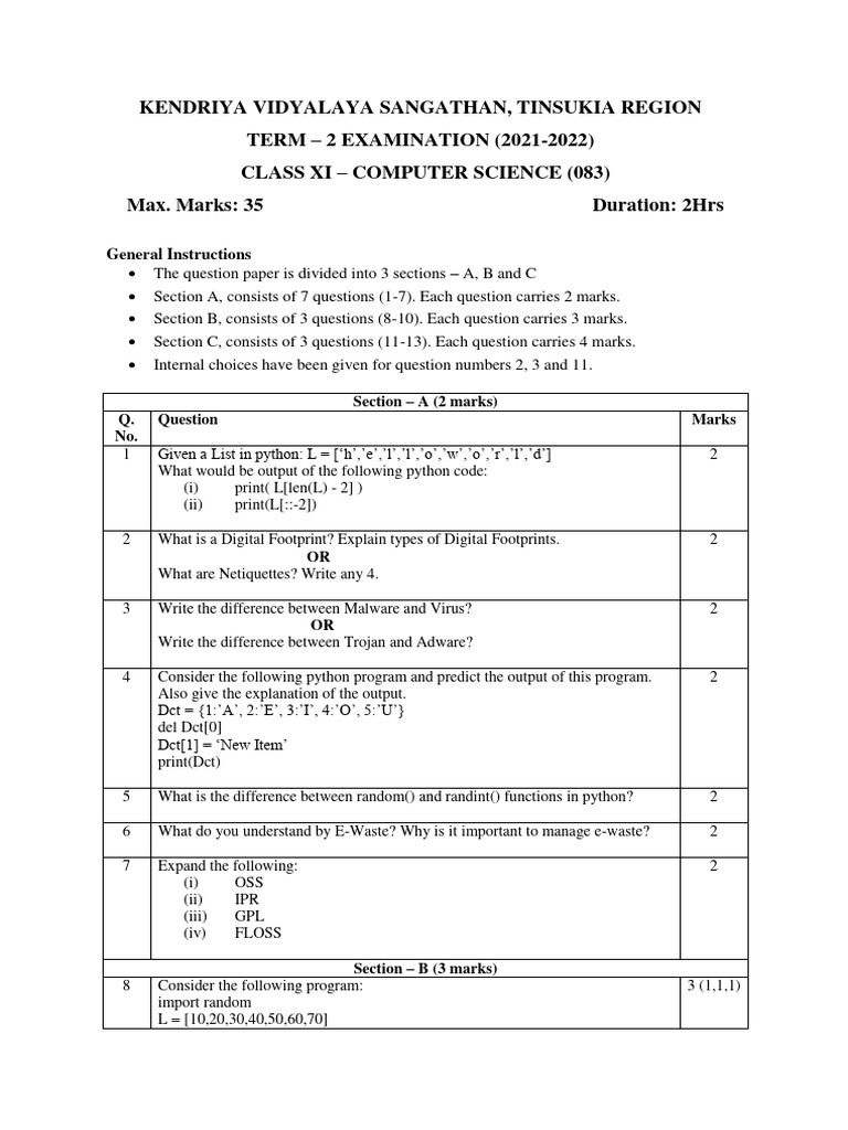 SQP Xi-Cs Set 2 | PDF | Computer Engineering | Computing