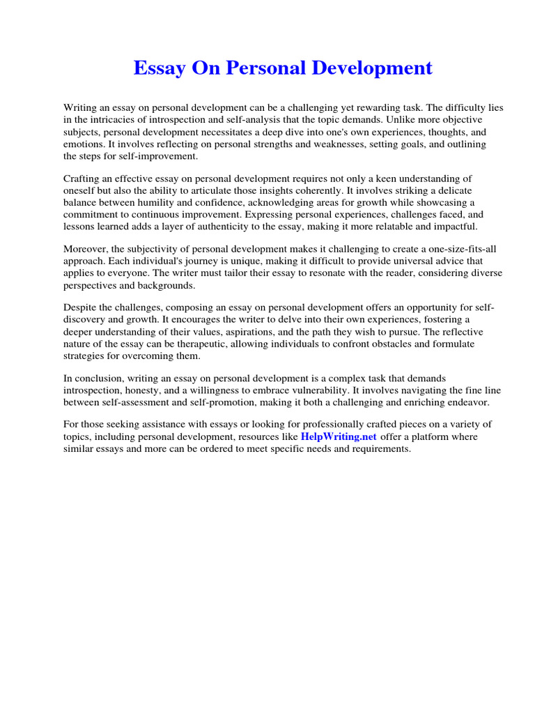 Essay On Personal Development | PDF | Diana | Sinkhole